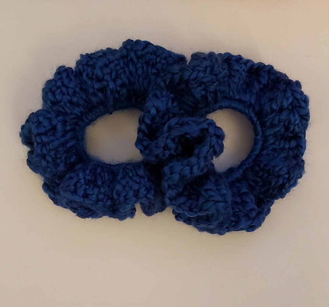 Blue Crochet Scrunchie, Handmade Crochet Scrunchie, Crochet Women's ...