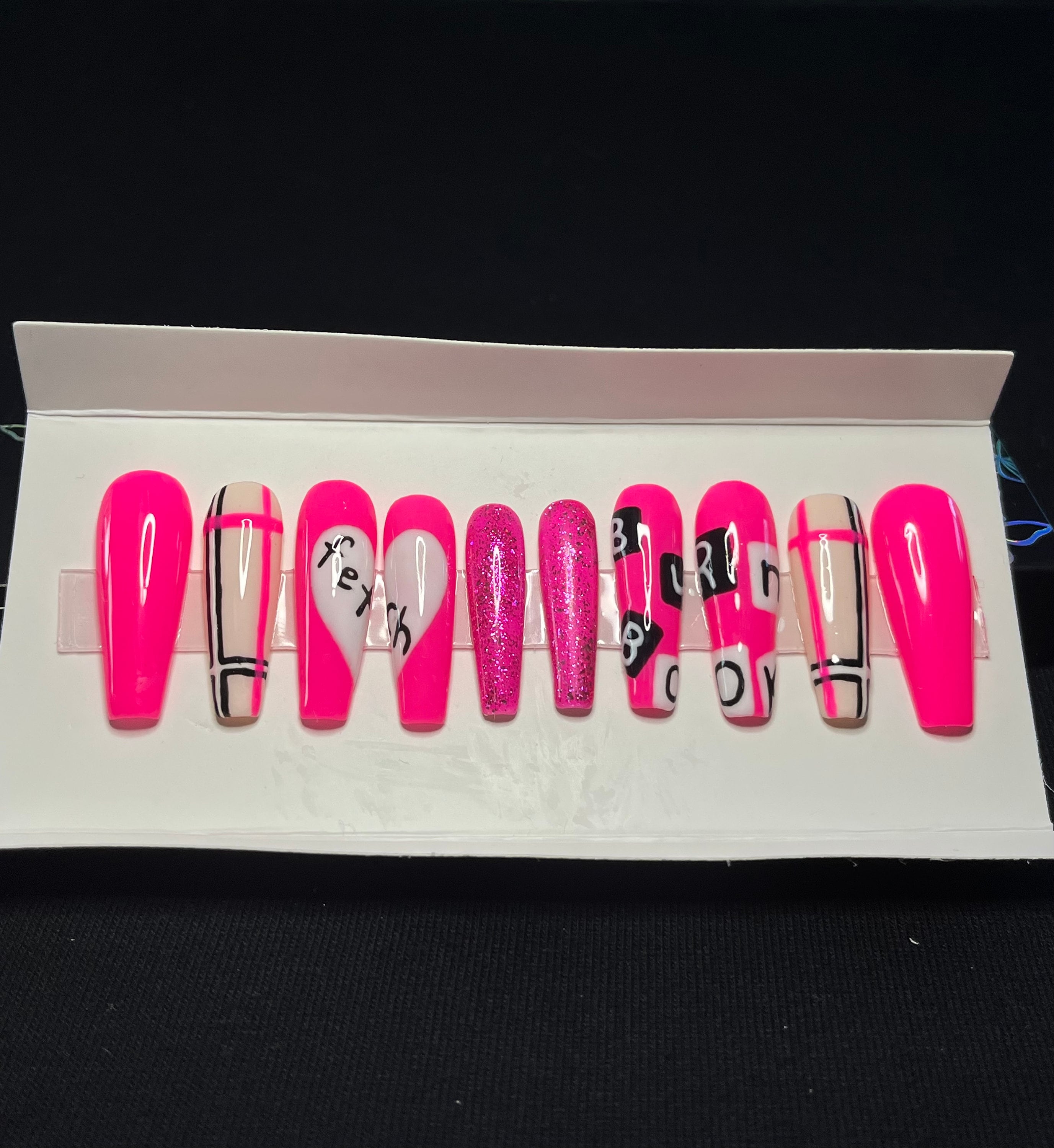 Long Pink Mean Girls Hand Painted Press on Nails - Etsy