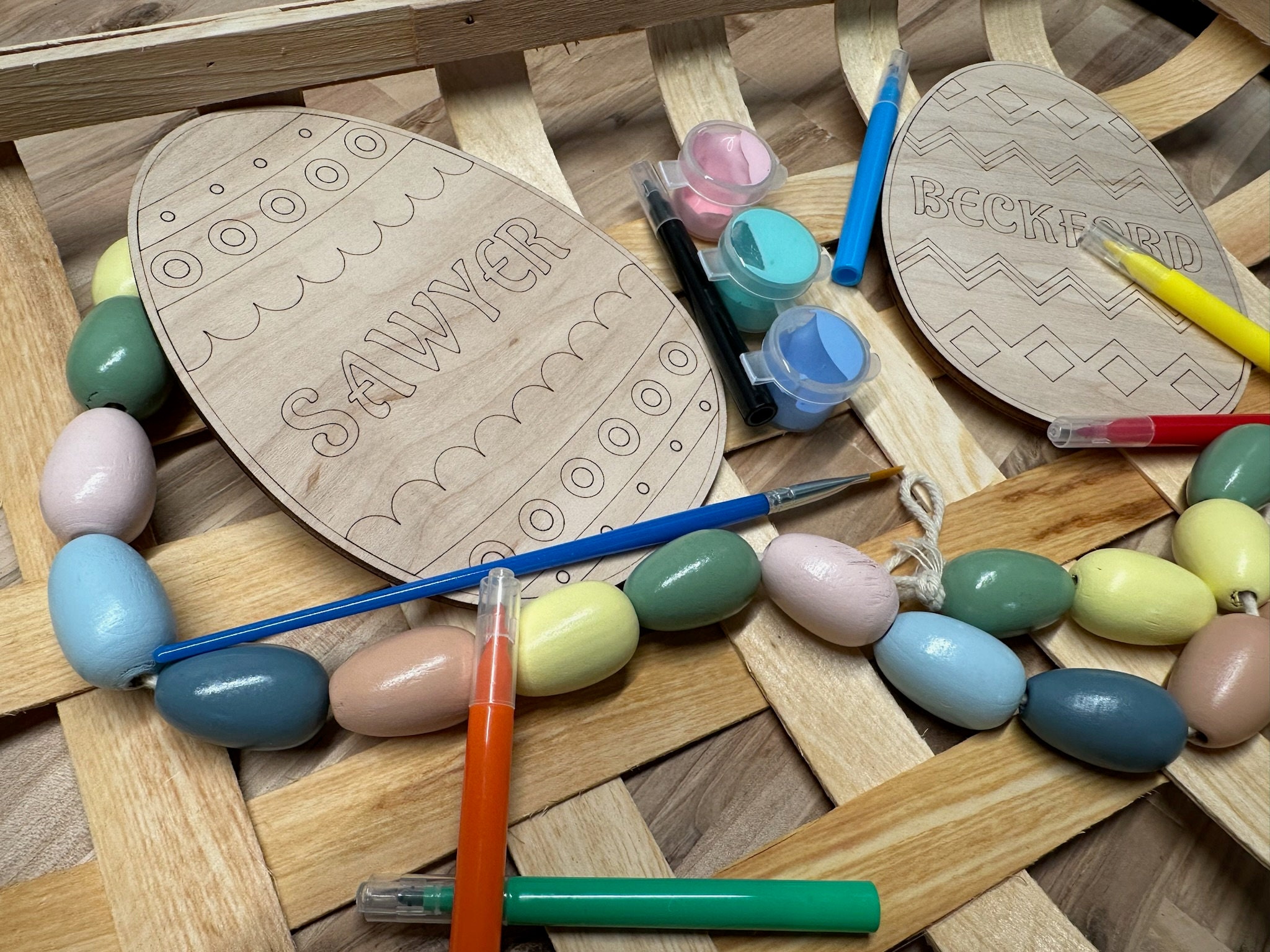 Personalized Wooden Egg Coloring Kit - Etsy