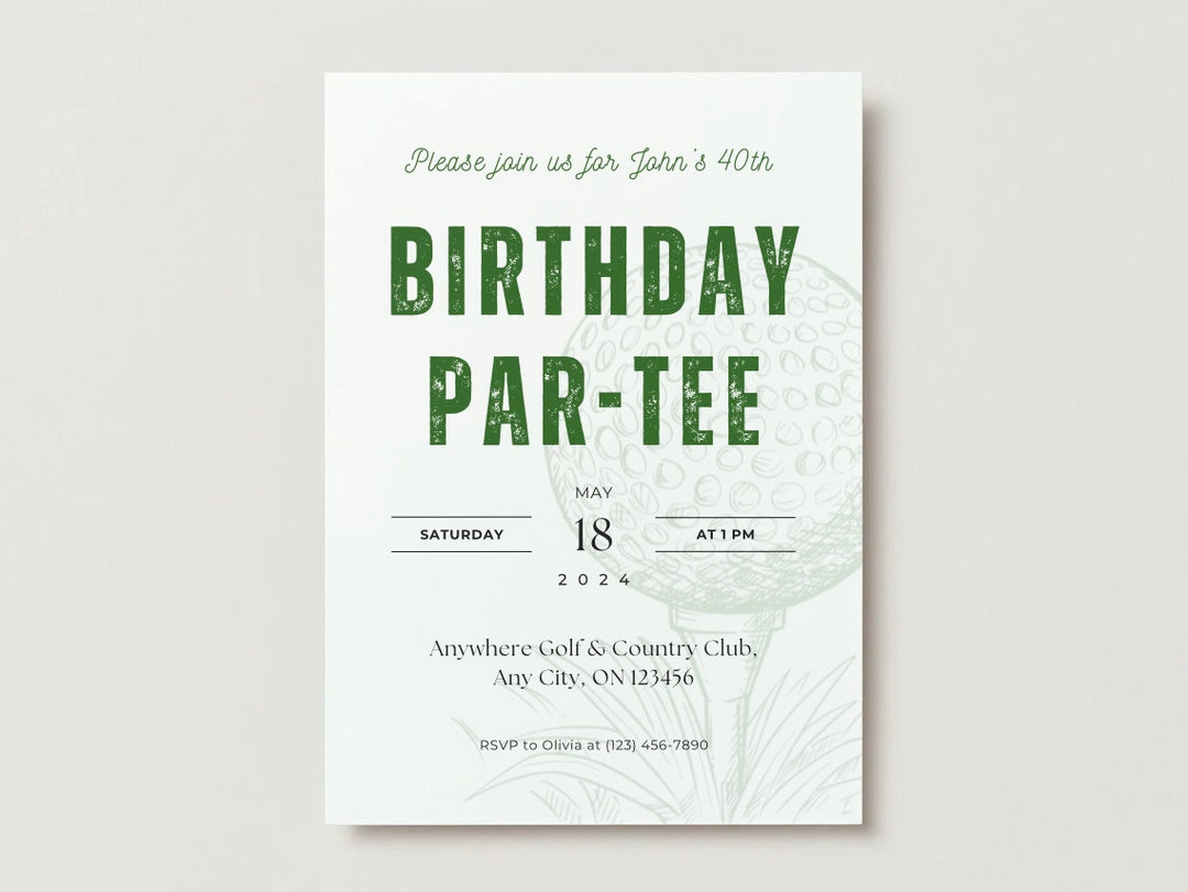 Birthday Par-tee Digital Invitation, Golf-themed Party Customizable on ...