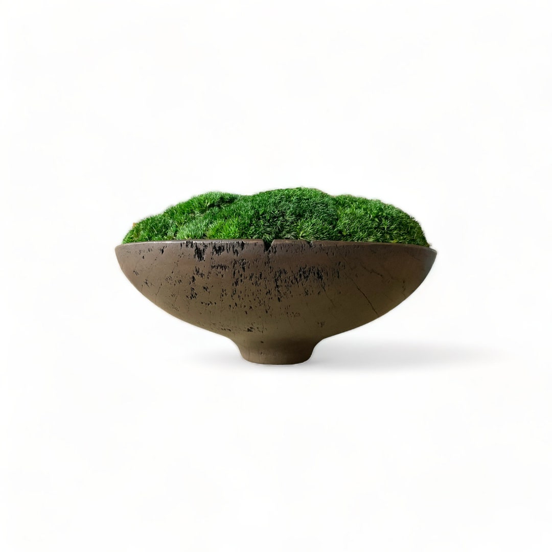 Wood Moss Bowl 14 Modern Newport Bowl Moss Dough Bowl Centerpiece Moss ...