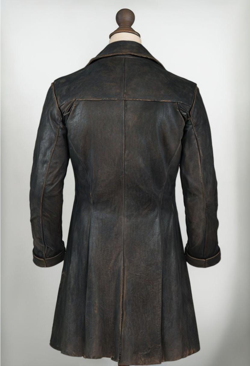 Bloodborne Hunter Cosplay Leather Coat, Distressed Long Trench Coat ...