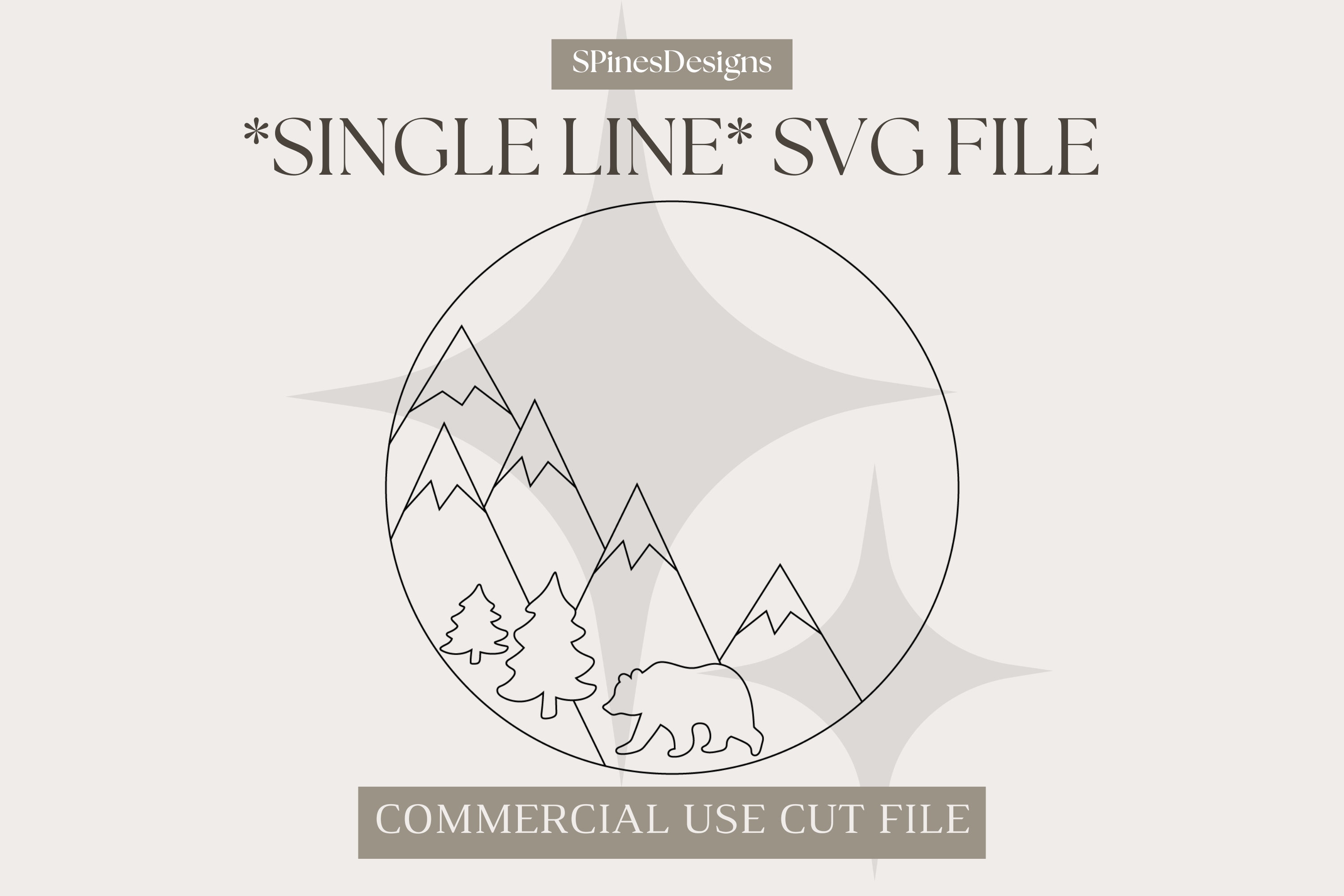 Mountain Round single Cut Line SVG FILE Commercial Use Sign Svg - Etsy