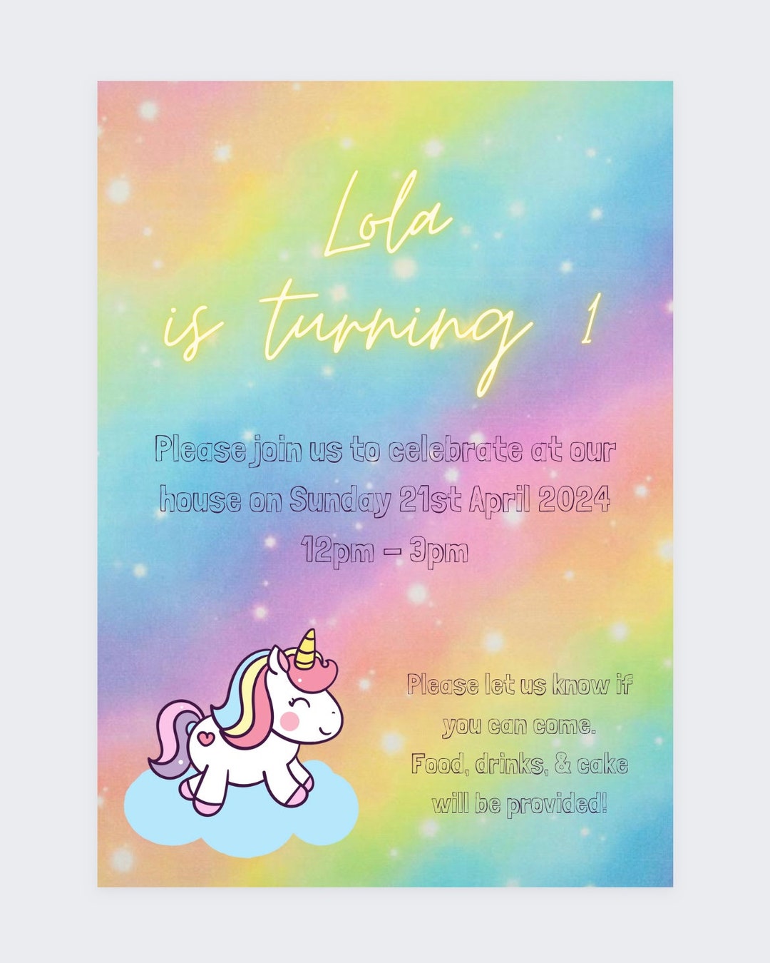 Unicorn Invite Flyer - Etsy