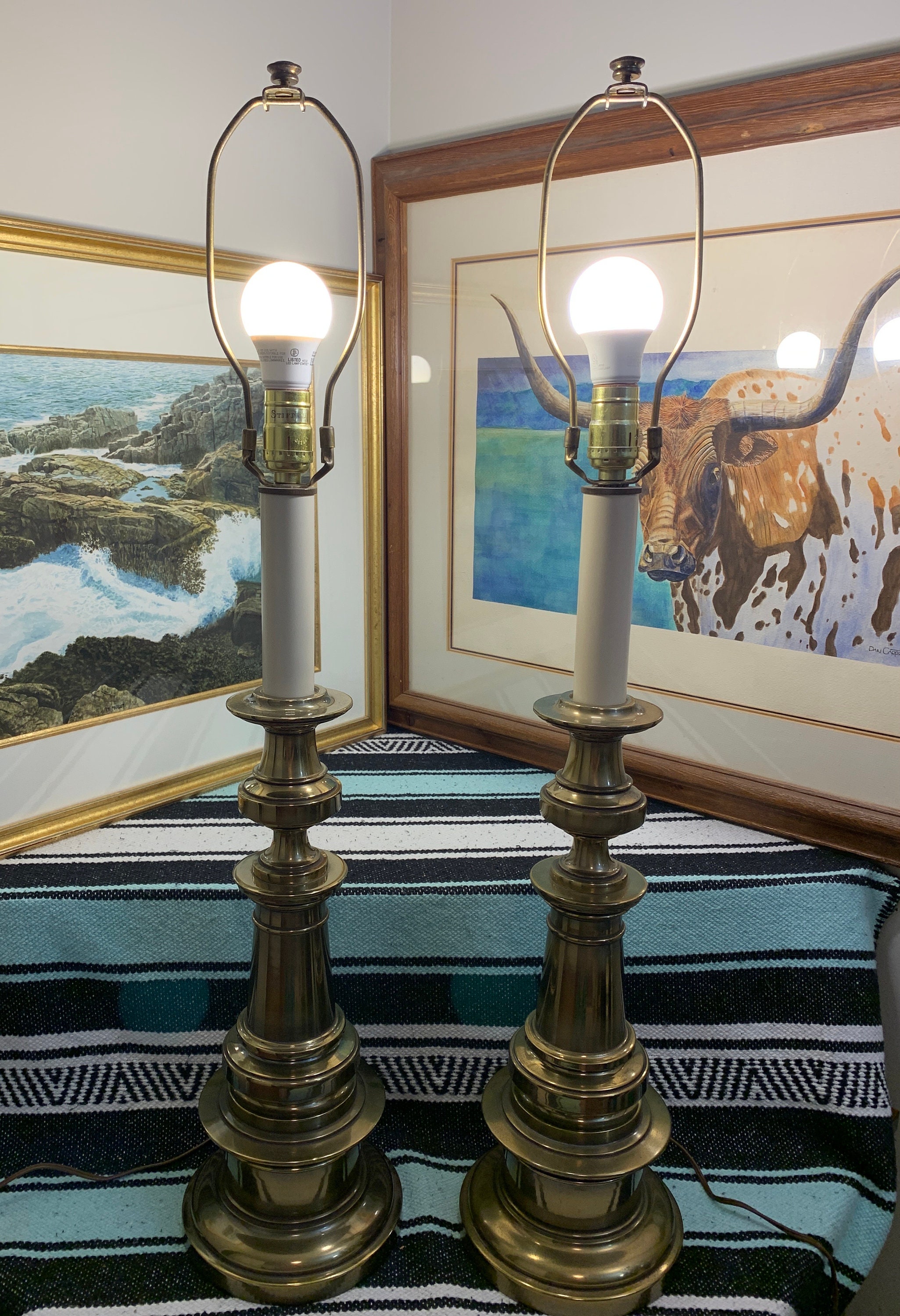 Vintage Stiffel PAIR Brass Classic 3-way Base-switch Table Stand Out ...