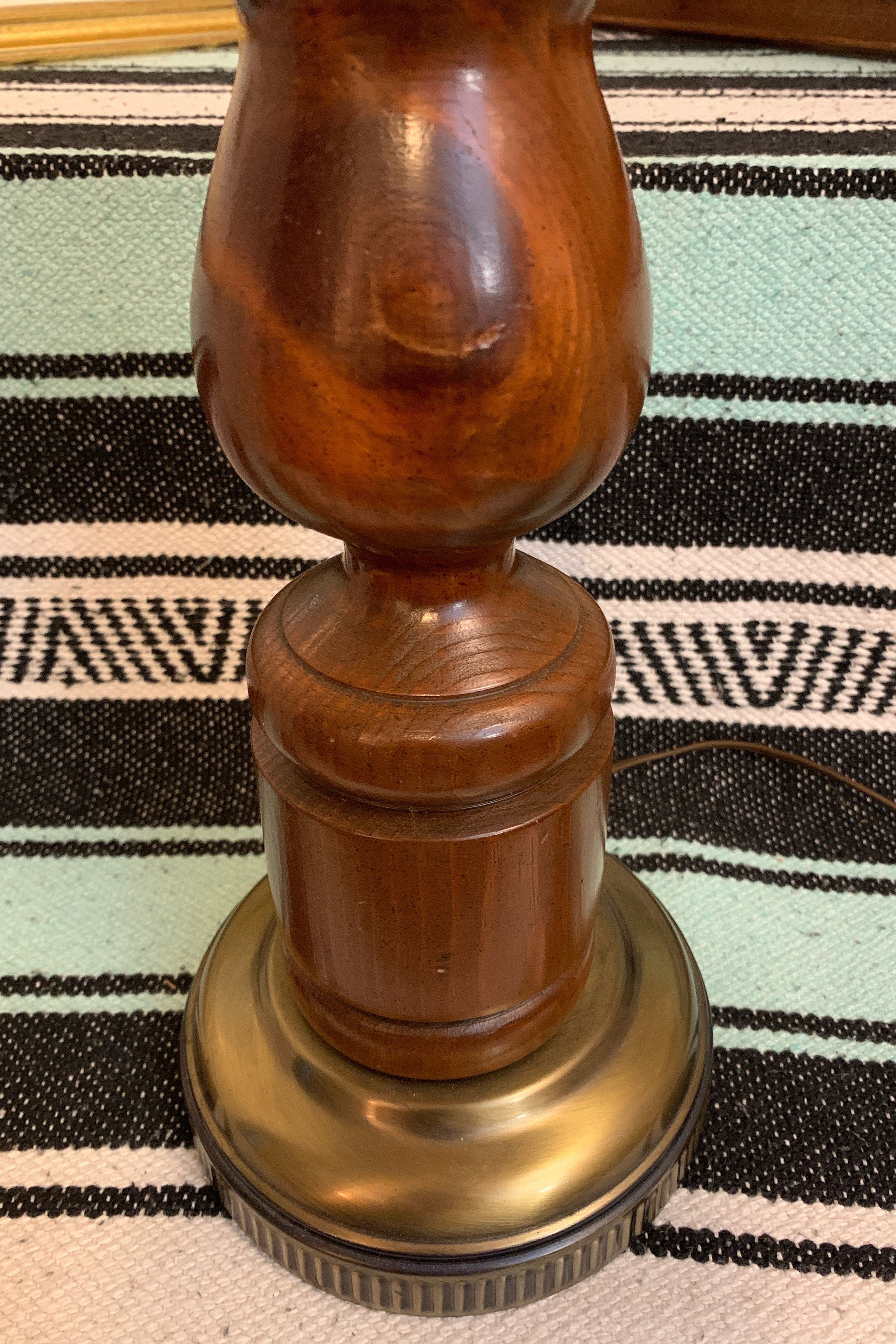 Vintage Turned Wooden Wood & Metal Base Table Lamp - Etsy