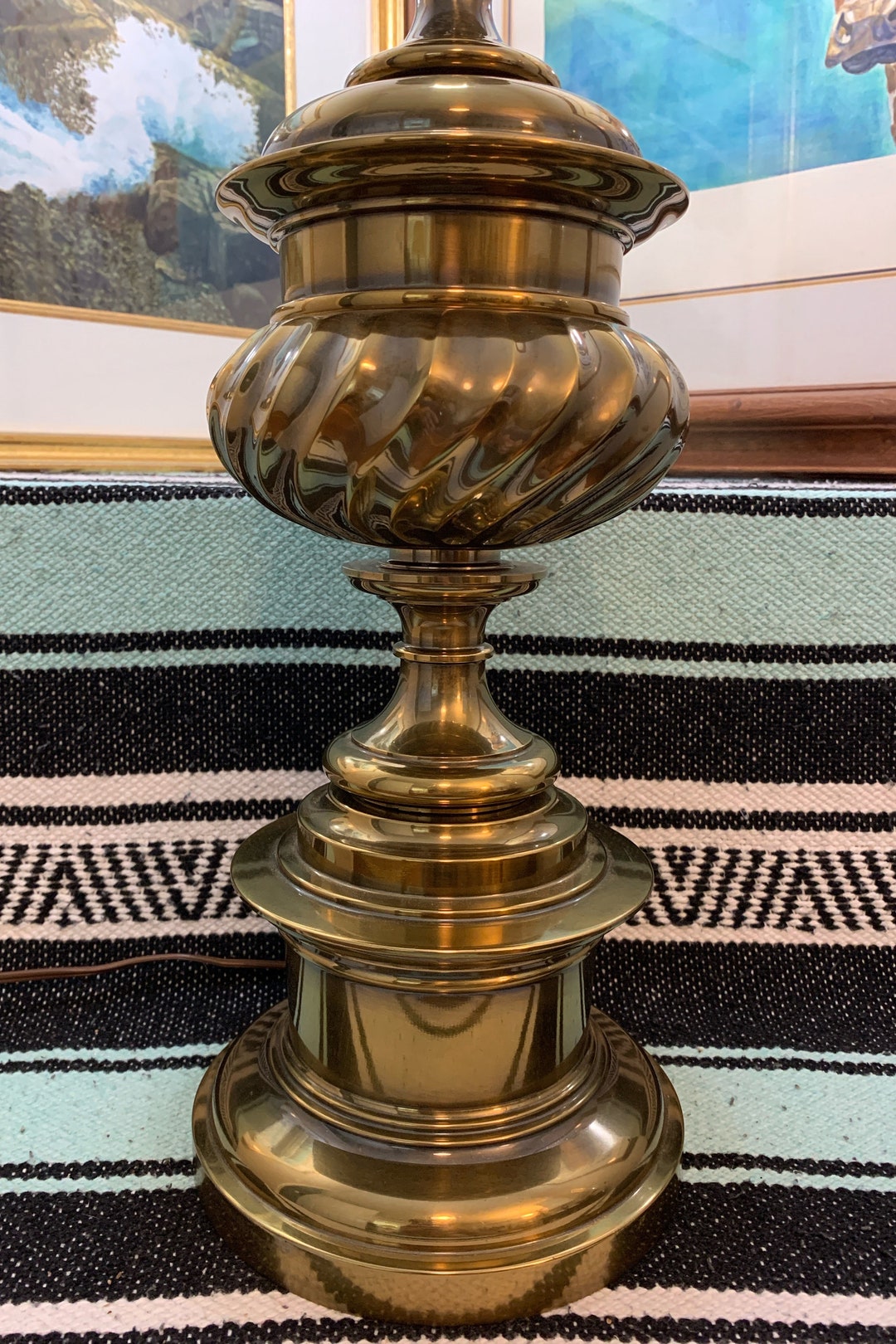 Vintage Stiffel Swirl Pattern Brass 3-way Base-switch Table Stand Out ...