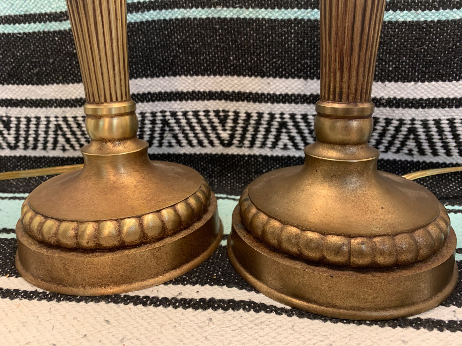 Vintage 1999 Stiffel PAIR Brass Torch Handle Trophy Design Table Lamps ...