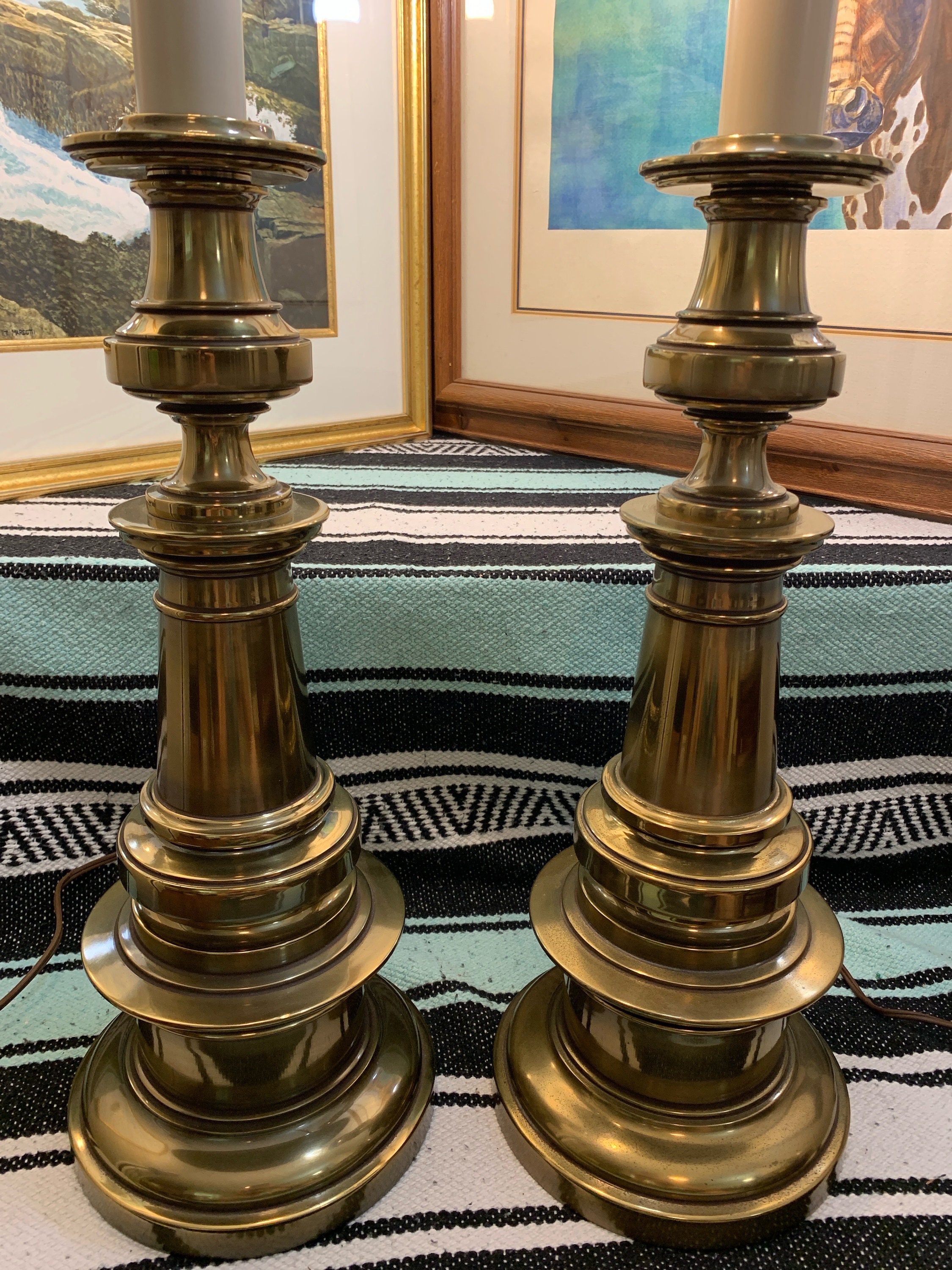 Vintage Stiffel PAIR Brass Classic 3-way Base-switch Table Stand Out ...