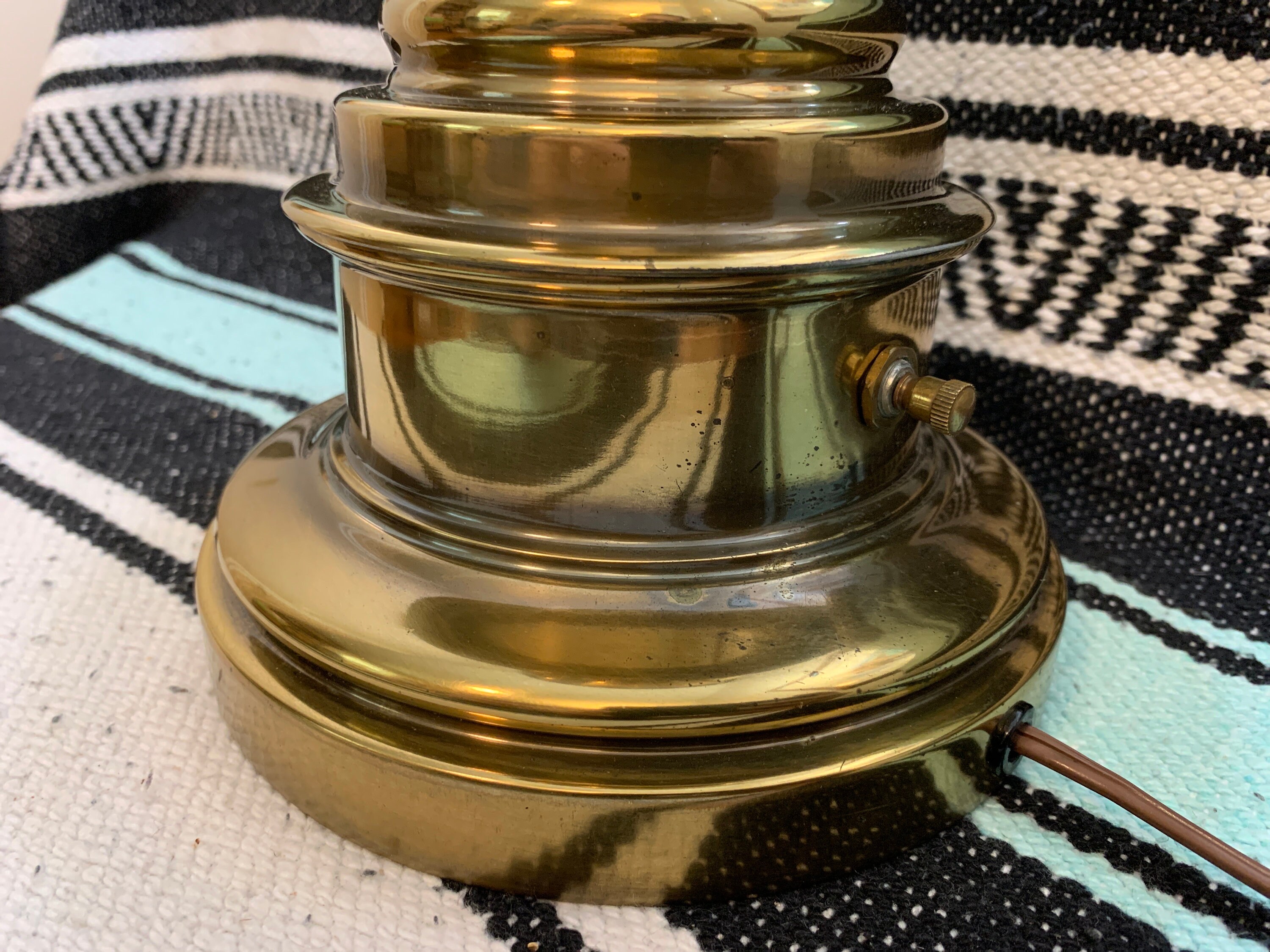 Vintage Stiffel Torch Flame Design Brass 3-way Base-switch Table Stand ...