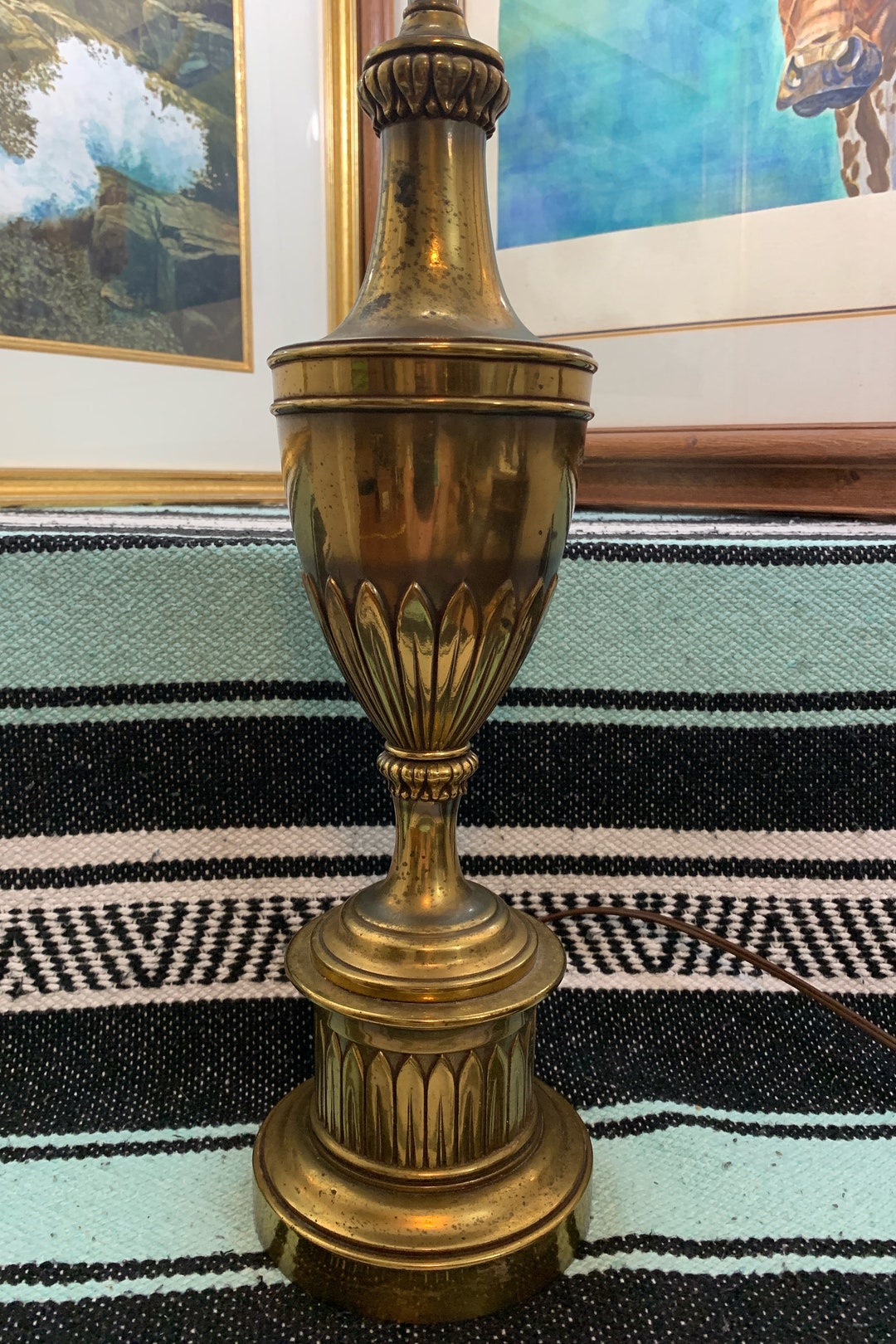 Vintage Stiffel Trophy Leaf Feather Pattern Brass 3-way Socket Switch ...