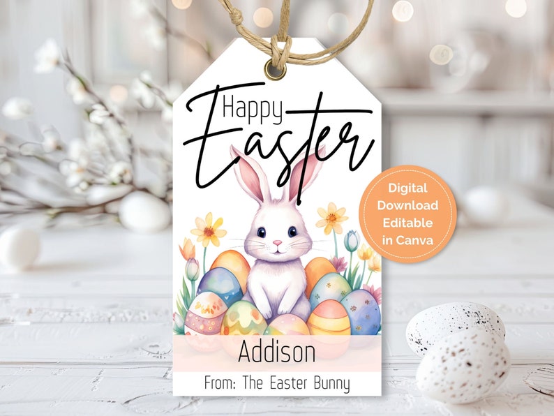 Easter Basket Tag for Kids Easter Basket Editable Printable Easter ...