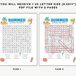 Summer Printable Word Search | Printable Preschool Classroom Activity ...