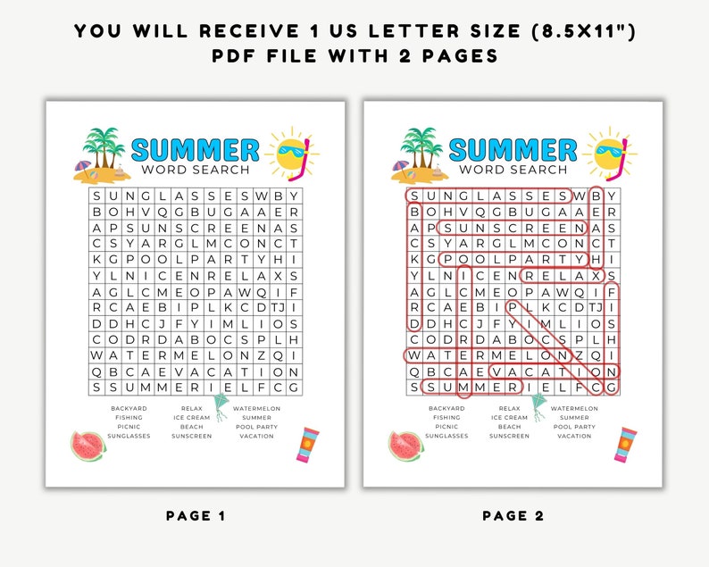 Summer Printable Word Search | Printable Preschool Classroom Activity ...