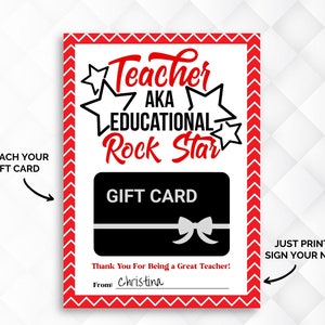Teacher Gift Card Holder, Printable Teacher Thank You Card, Teacher ...