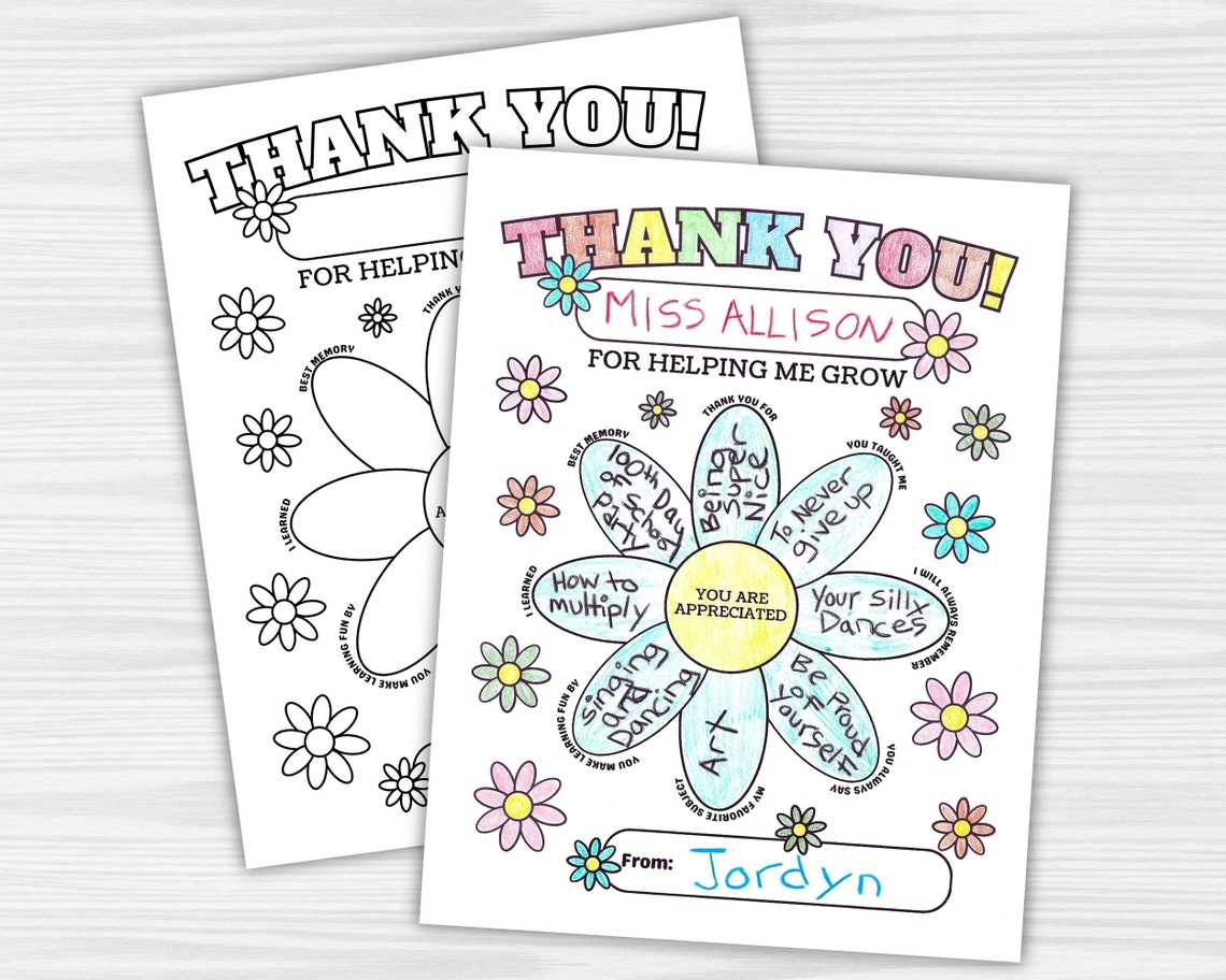 Teacher Appreciation Coloring Flower, Printable Gift for Teacher ...