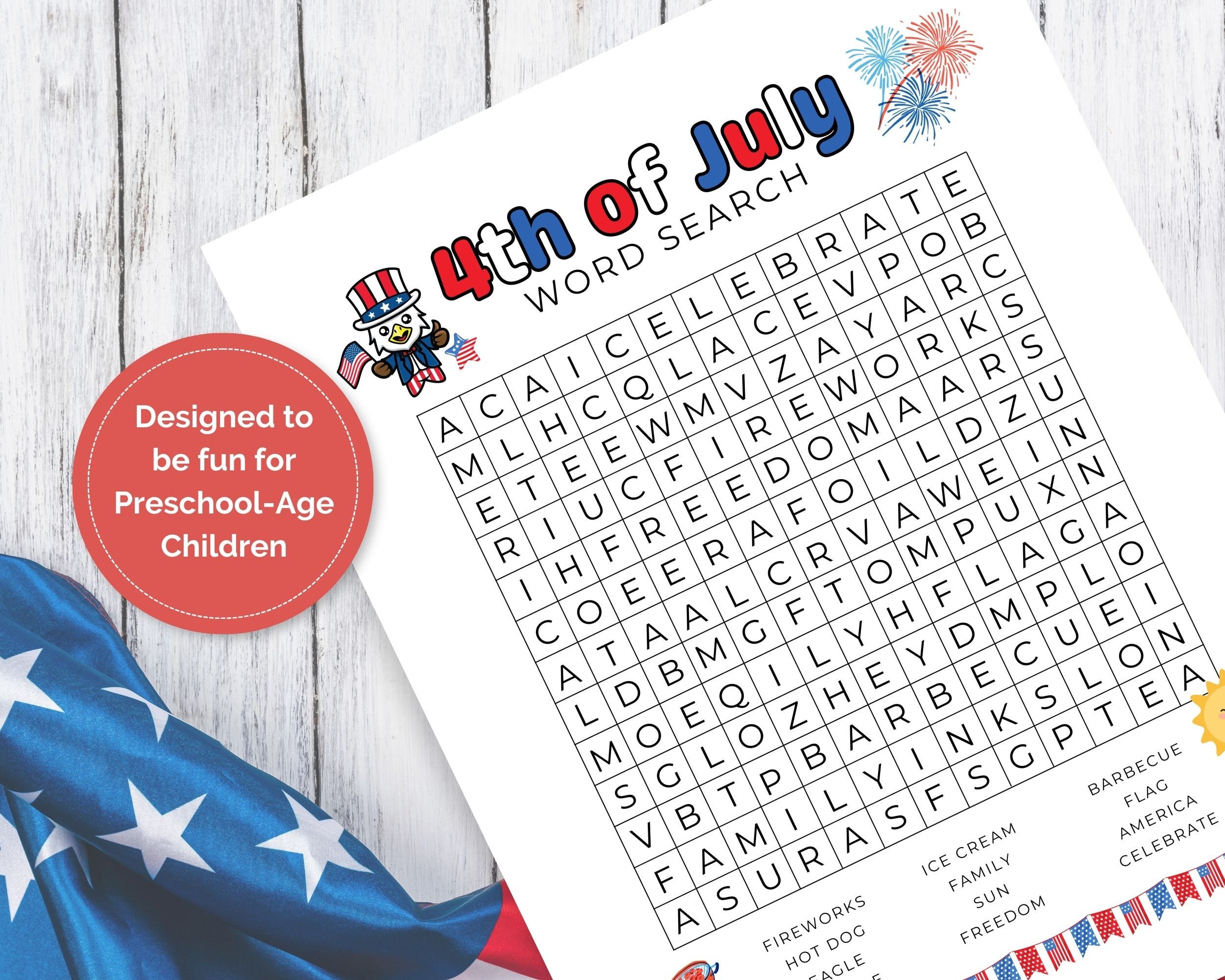 4th of July Word Search, Kids Fourth of July Printable, Independence ...