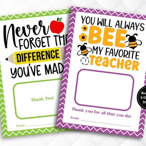 Teacher Appreciation Gift Card Holder Bundle, Printable Teacher Thank ...