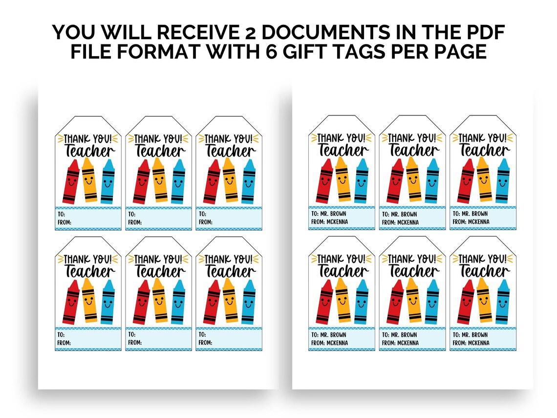 Thank You Teacher Gift Tag, Editable Teacher Appreciation Tag ...