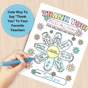 Teacher Appreciation Coloring Flower, Printable Gift for Teacher ...
