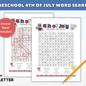 4th of July Word Search, Kids Fourth of July Printable, Independence ...