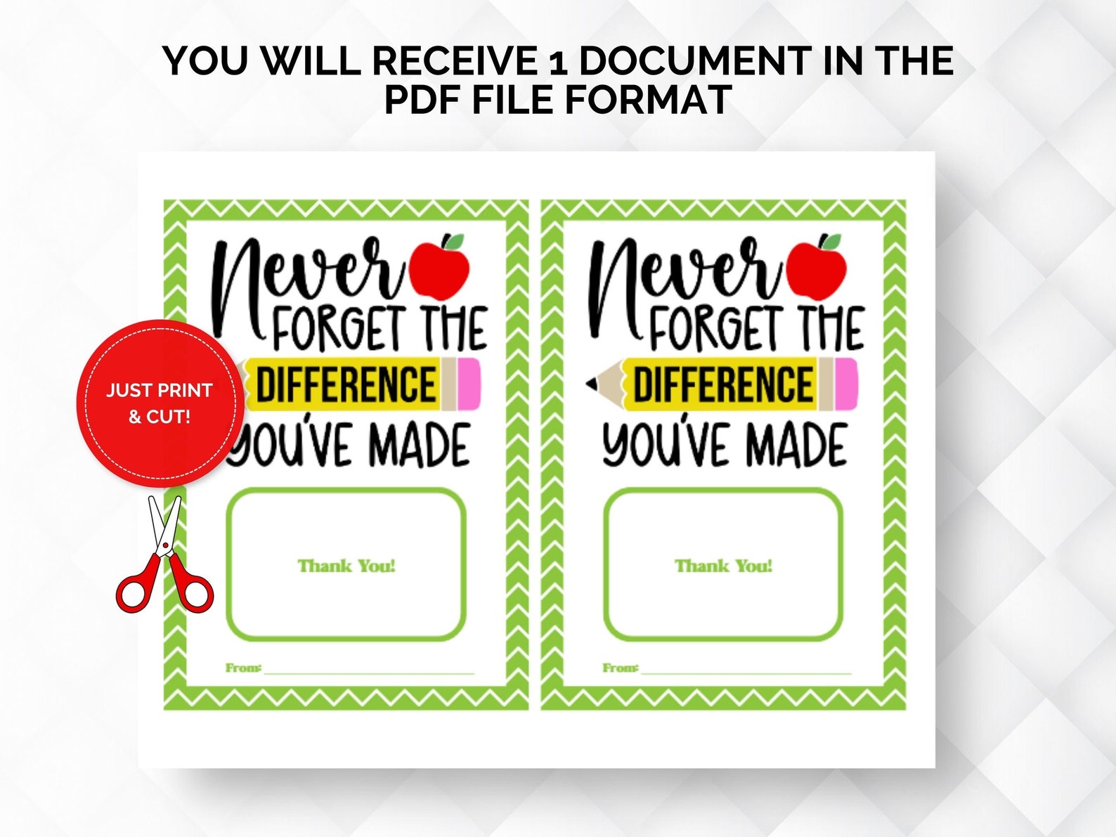 Teacher Gift Card Holder, Printable Teacher Thank You Card, Teacher ...