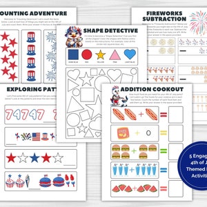 4th of July Preschool Worksheets, Fun Printable Math Activities for ...