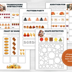 Thanksgiving Preschool Math Worksheets | Educational Printable | Pre-k ...
