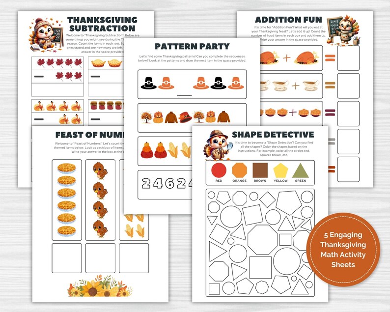 Thanksgiving Preschool Math Worksheets | Educational Printable | Pre-k ...