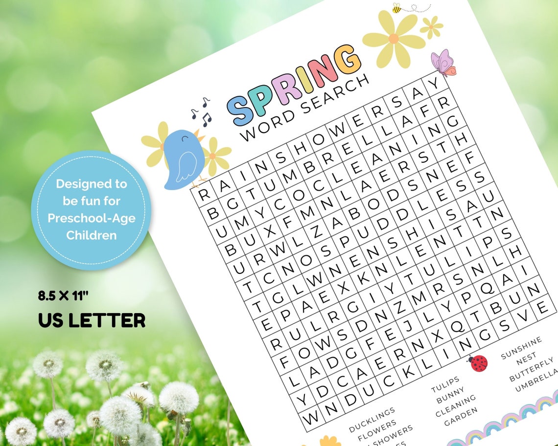 Preschool Spring Word Search | Printable Spring Activity for Kids ...