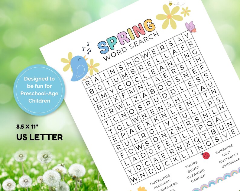 Preschool Spring Word Search | Printable Spring Activity for Kids ...