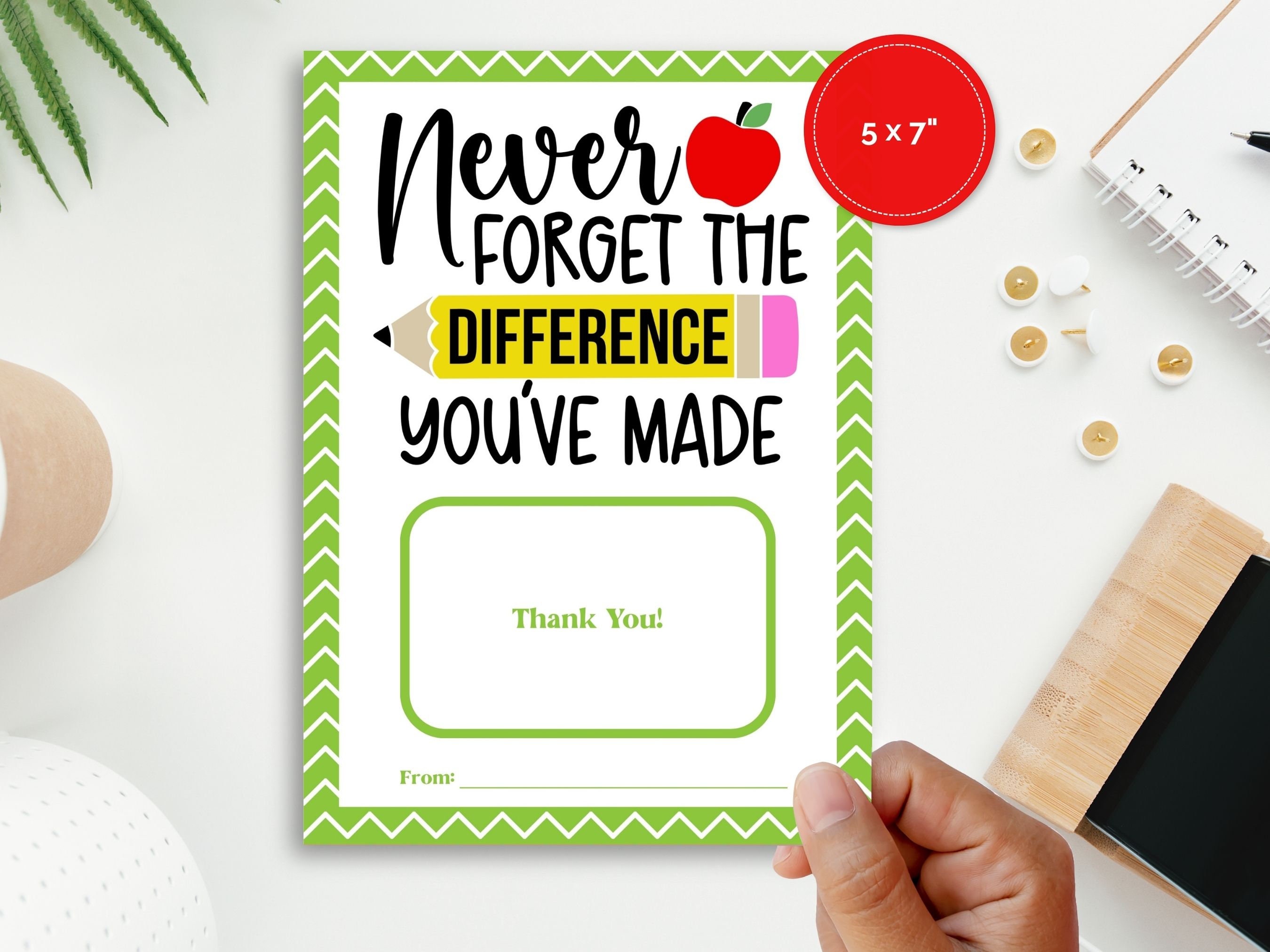 Teacher Gift Card Holder, Printable Teacher Thank You Card, Teacher ...