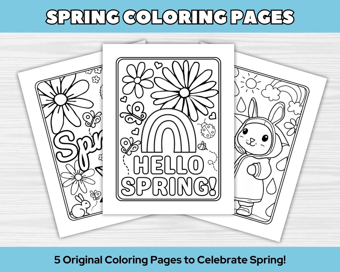Hello Spring Coloring Pages | Printable Spring Coloring Page for Kids ...