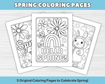 Printable Hello Spring Coloring Page - Etsy