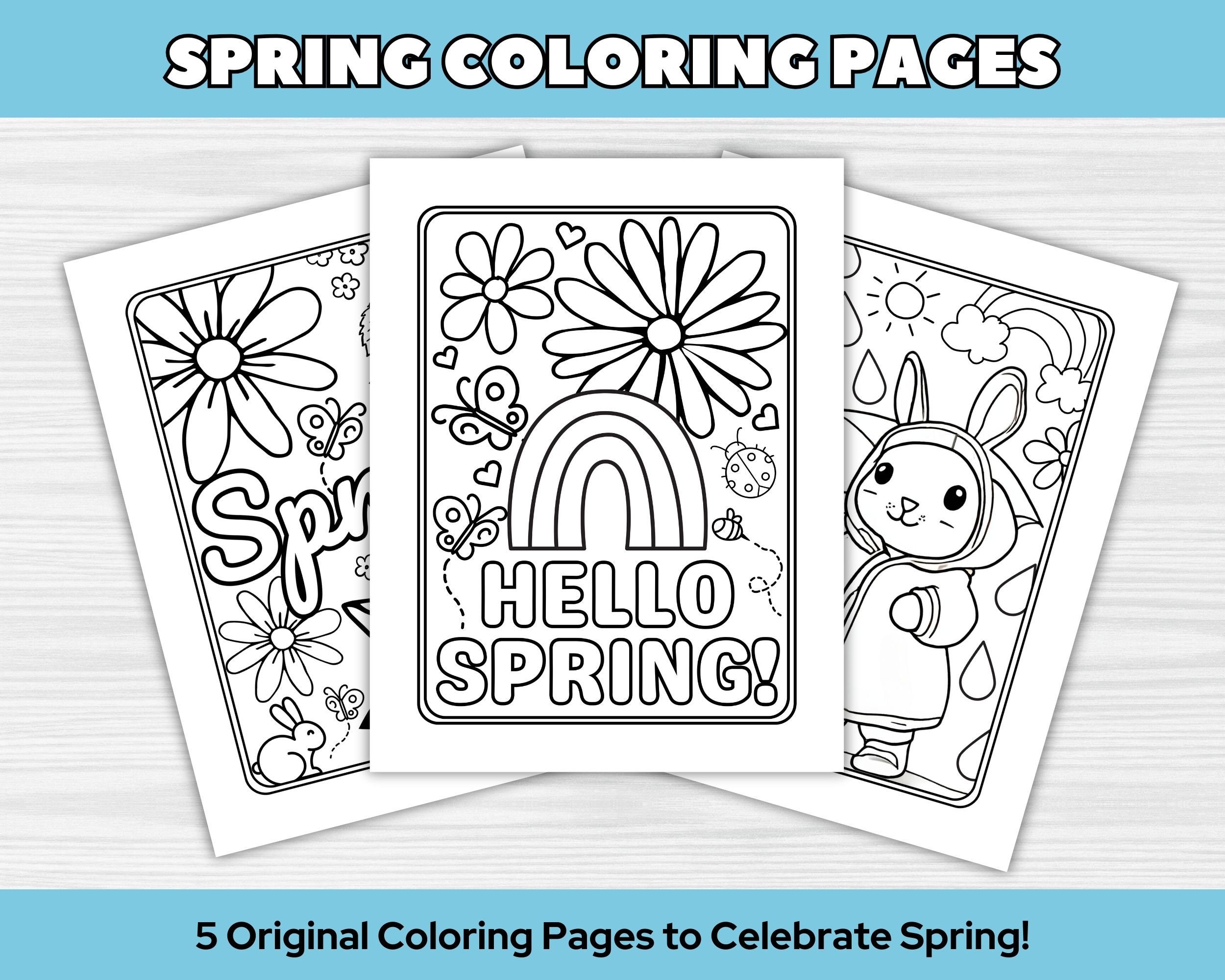 Hello Spring Coloring Pages | Printable Spring Coloring Page for Kids ...