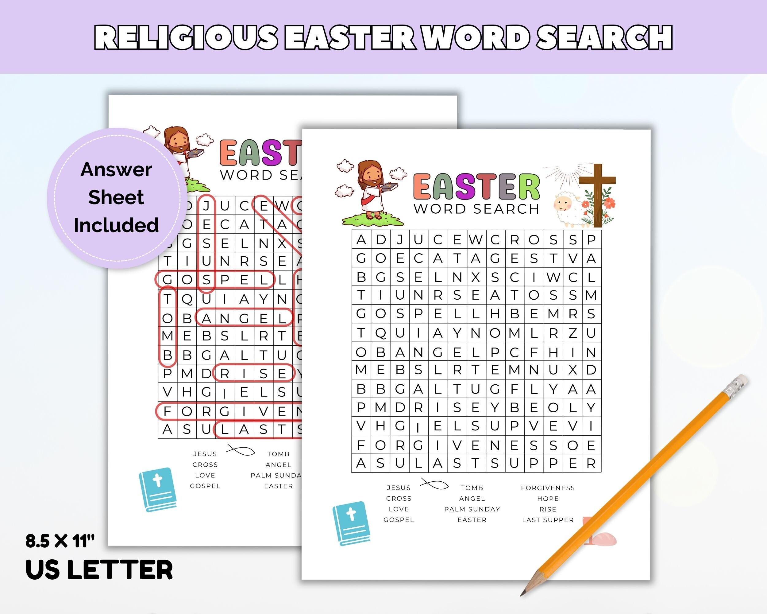 Religious Easter Word Search, Printable Preschool Activity Sheet ...