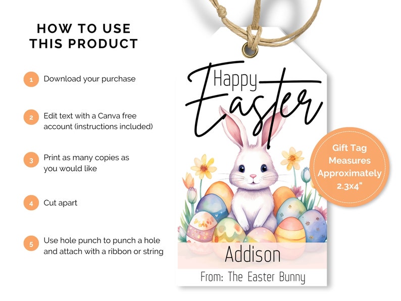 Easter Basket Tag for Kids Easter Basket Editable Printable Easter ...