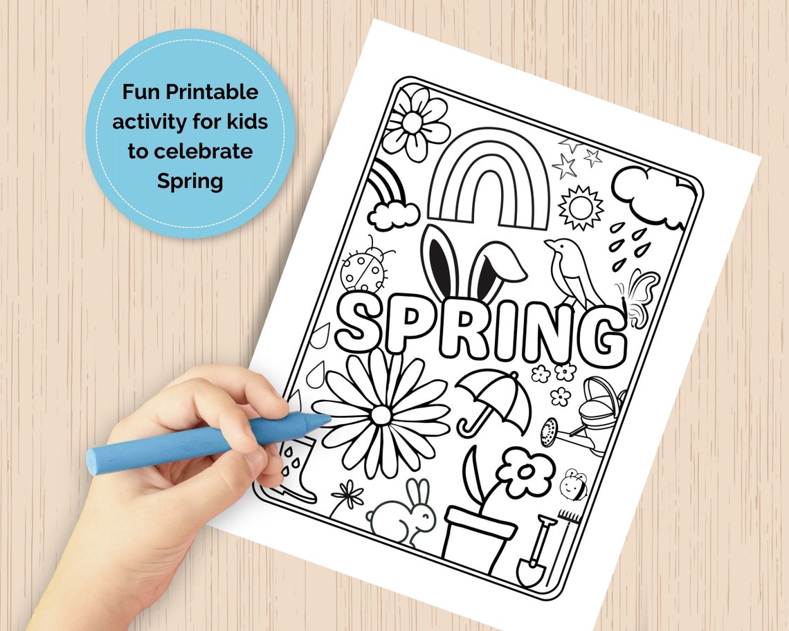 Hello Spring Coloring Pages | Printable Spring Coloring Page for Kids ...