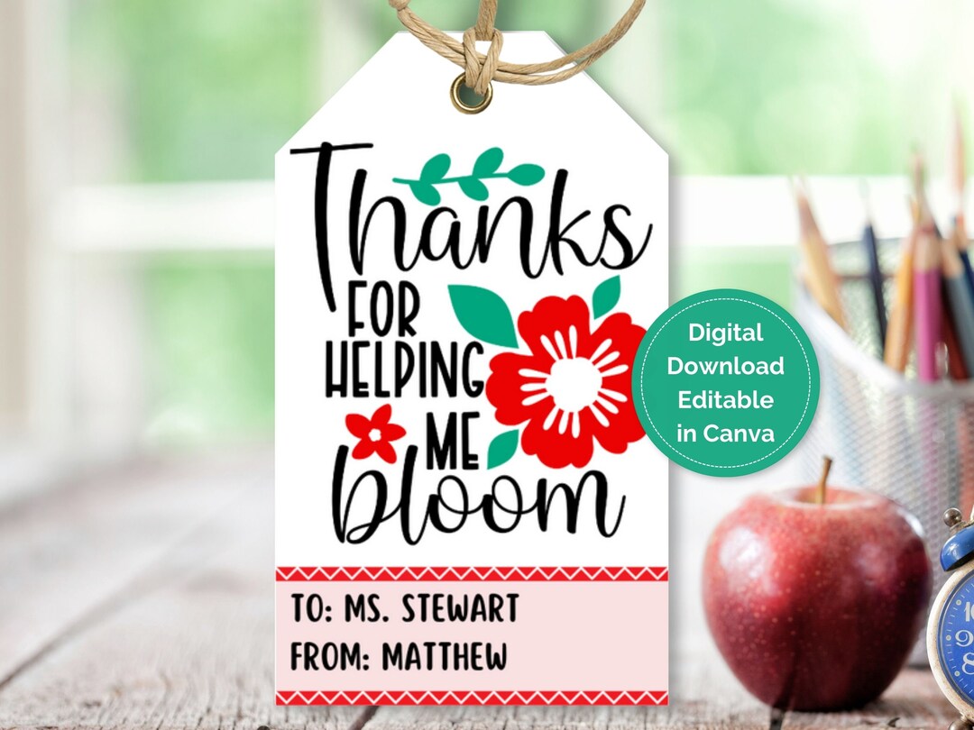 Teacher Gift Tag, Thank You Teacher Printable Tag, Teacher Appreciation ...