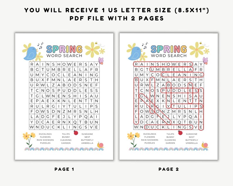 Preschool Spring Word Search | Printable Spring Activity for Kids ...