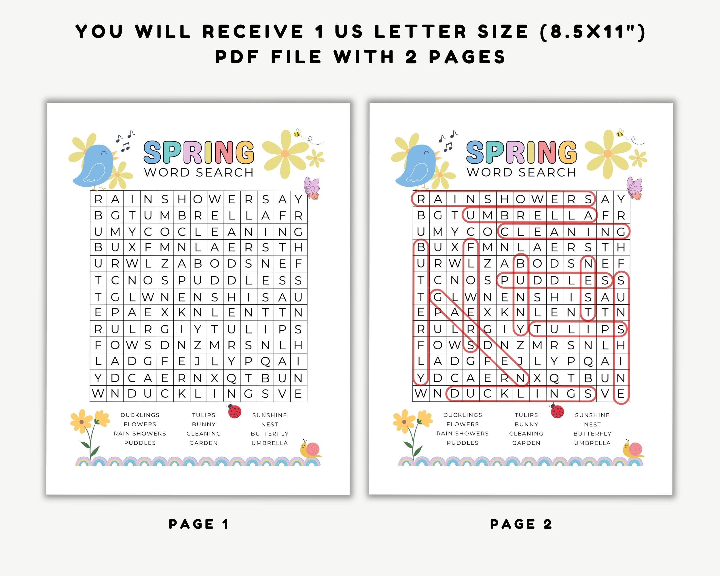 Preschool Spring Word Search | Printable Spring Activity for Kids ...