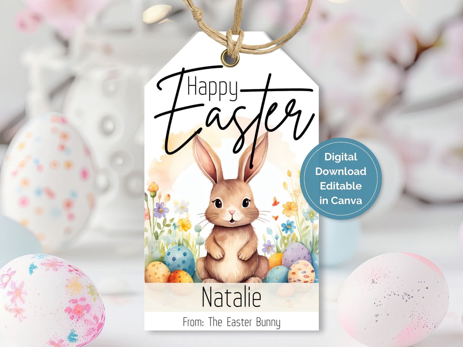 Editable Easter Basket Tag Printable Easter Basket Name Tag Easter Tag ...