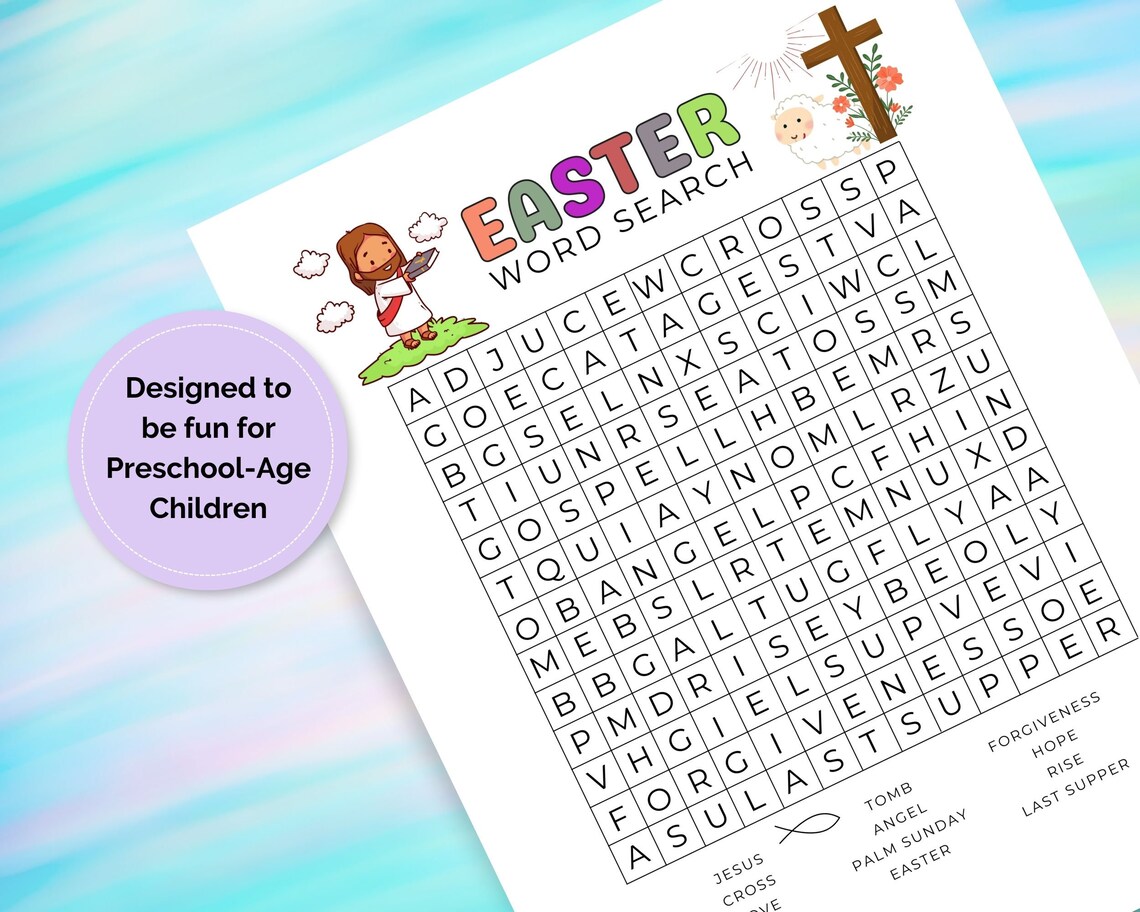 Religious Easter Word Search, Printable Preschool Activity Sheet ...