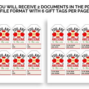 Editable Teacher Appreciation Tag, Printable Apple Gift Tag for Teacher ...