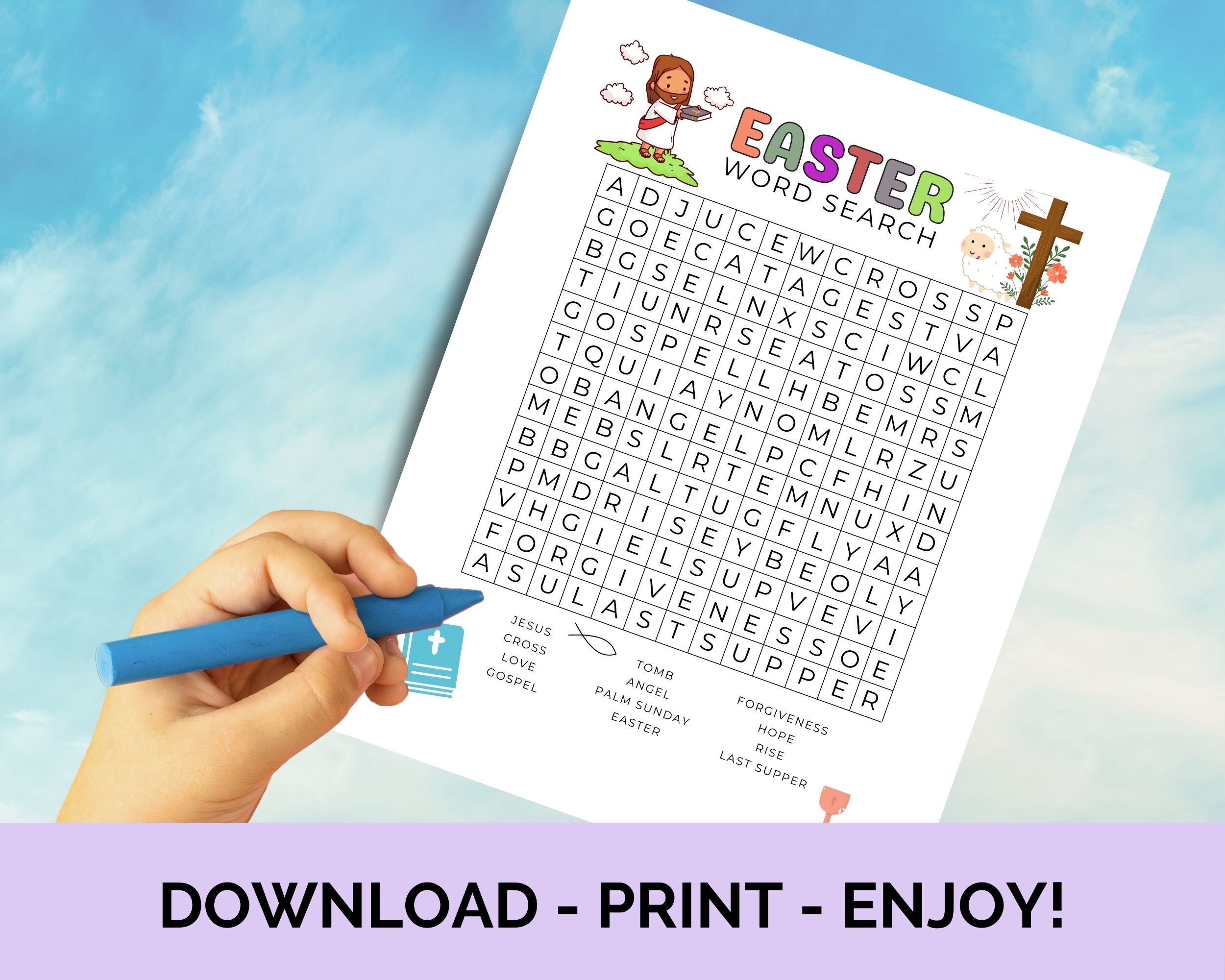 Religious Easter Word Search, Printable Preschool Activity Sheet ...