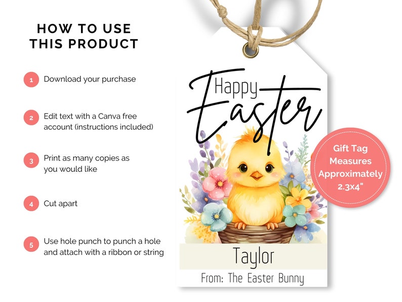 Easter Basket Tag | Printable Easter Basket Name Tag | Easter Tag for ...