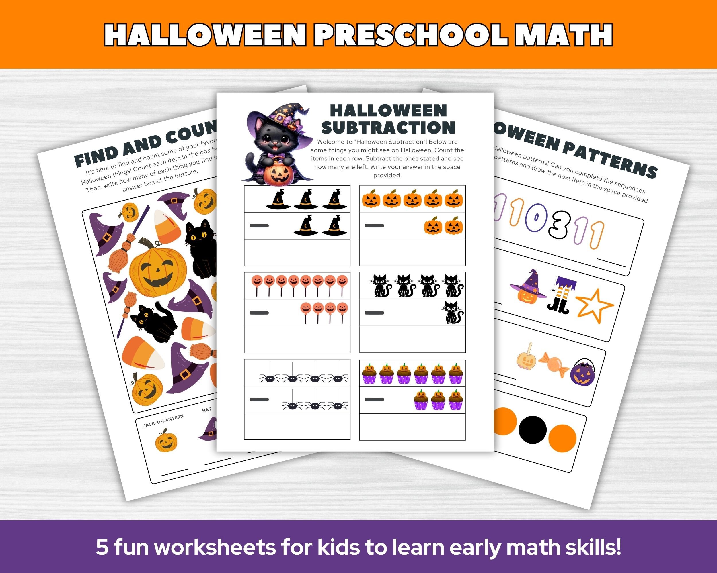 Preschool Halloween Math Worksheets | Early Math Printable Activity ...