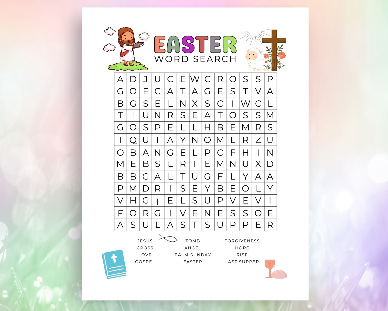 Religious Easter Word Search, Printable Preschool Activity Sheet ...