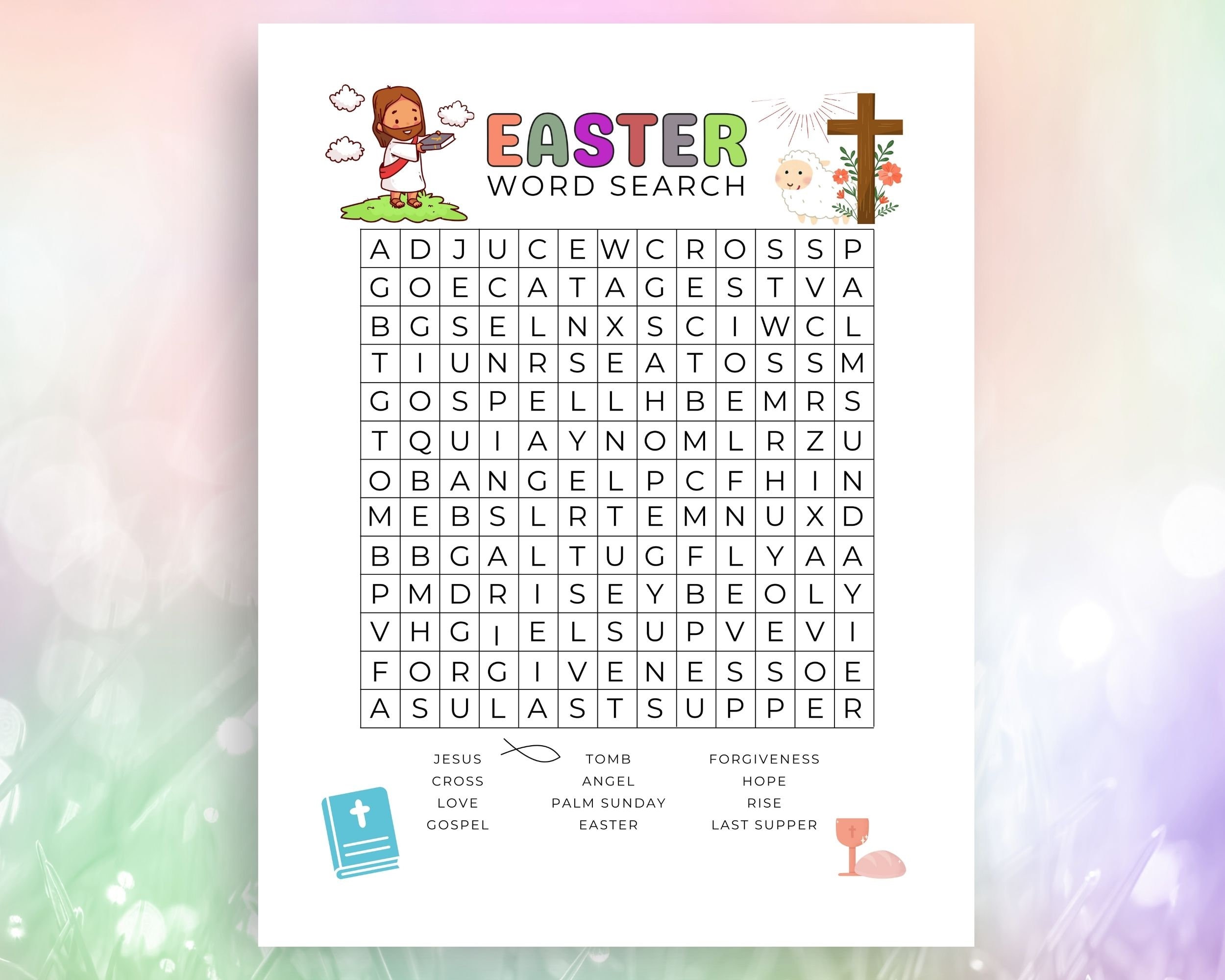 Religious Easter Word Search, Printable Preschool Activity Sheet ...
