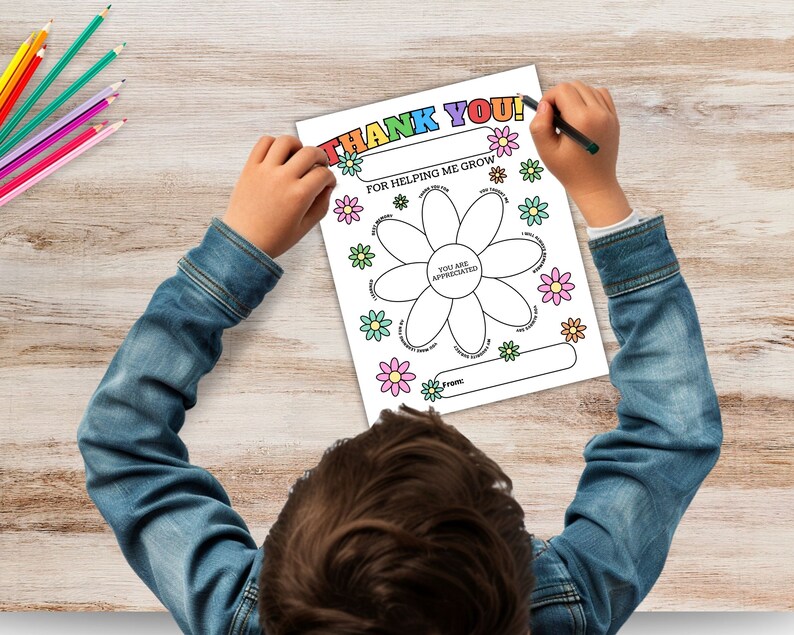 Teacher Appreciation Coloring Flower, Printable Gift for Teacher ...